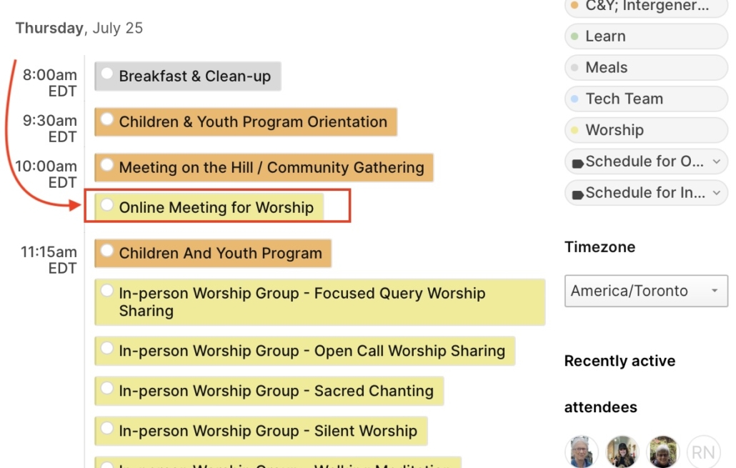 How to access your Gathering schedule | Yearly Meeting in Session
