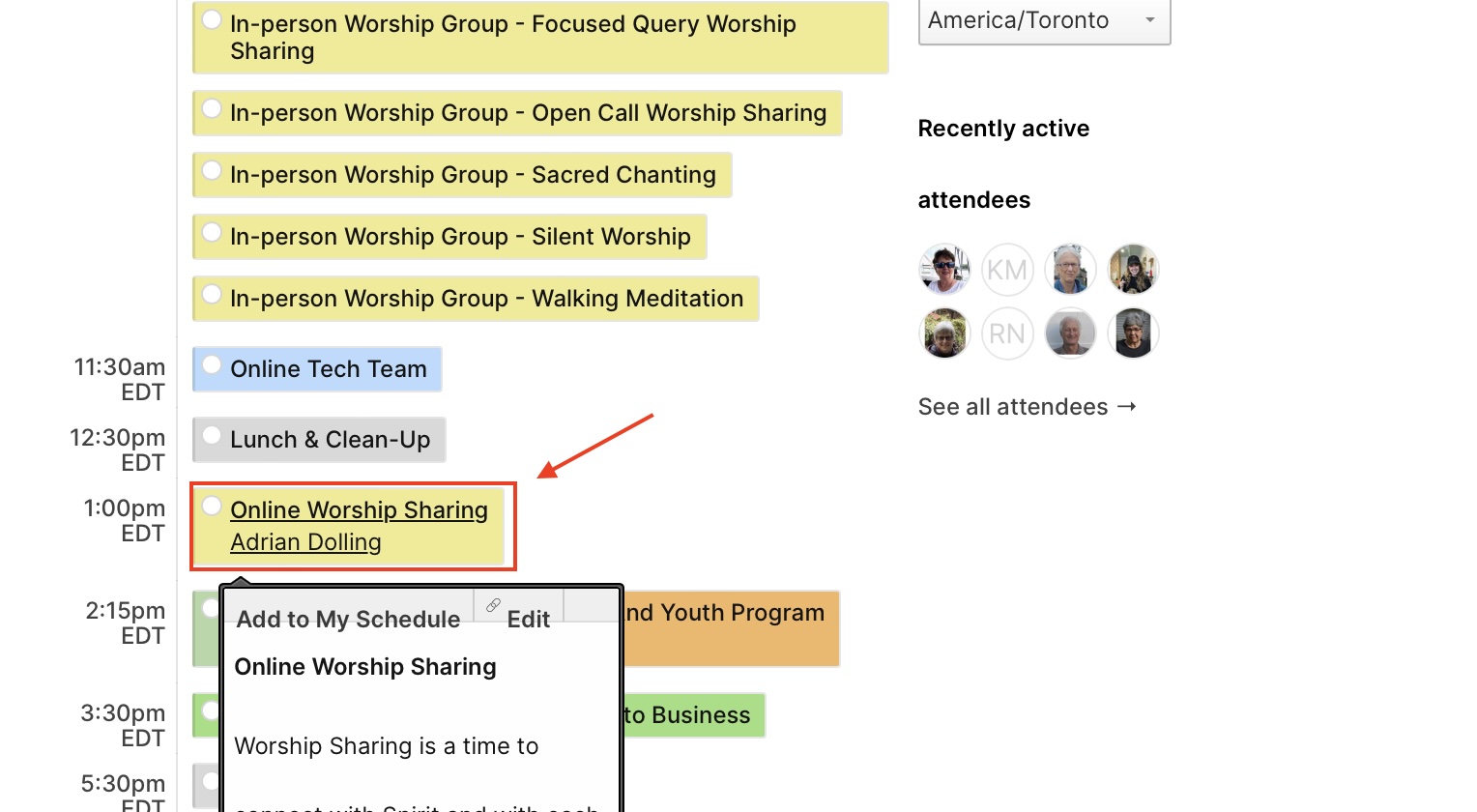 How to access your Gathering schedule | Yearly Meeting in Session